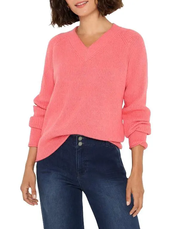 NIC+ZOE Shaker Stitch V-neck Sweater - Snapdragon