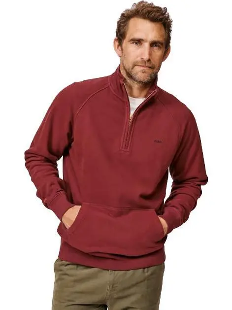 AUBIN Provost Zip Neck Sweatshirt - Burgundy