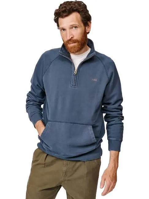 AUBIN Provost Zip Neck Sweatshirt - Navy