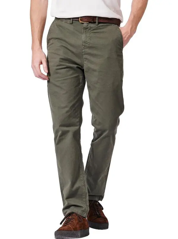 Aubin Witham Straight Leg Stretch Chino Pants - Khaki