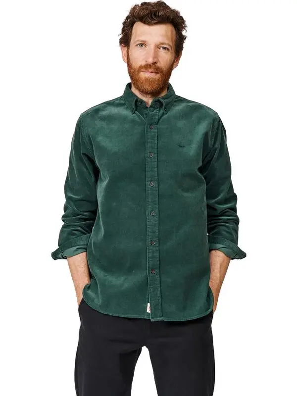 AUBIN Haworth Corduroy Shirt - Dark Green