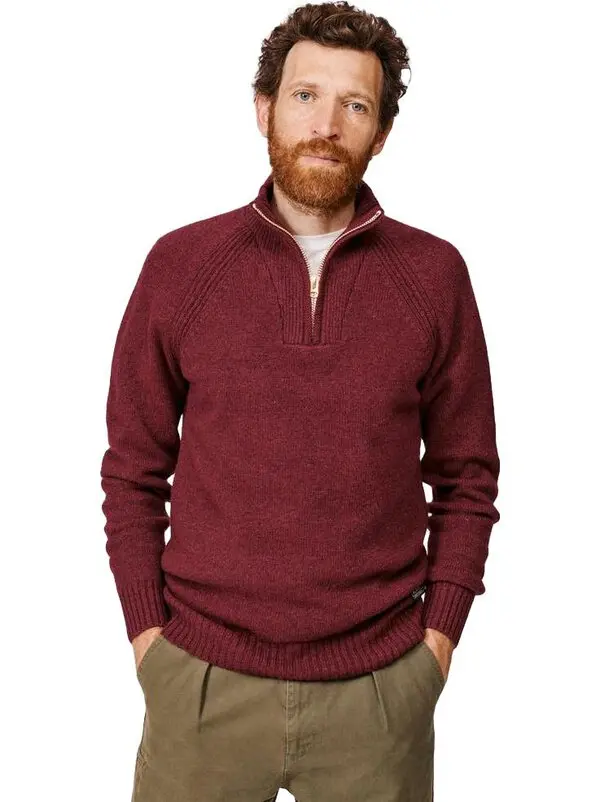 AUBIN Pelham Zip Neck Sweater - Port