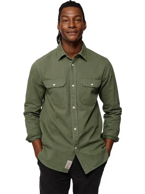 AUBIN Normanby Button Up Shirt - Dark Khaki