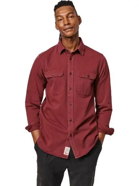 AUBIN Normanby Button Up Shirt - Port