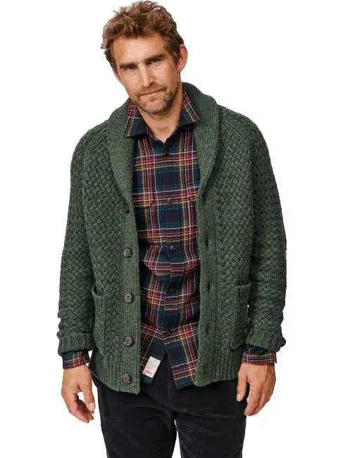 AUBIN Frampton Shawl Cardigan Sweater - Khaki