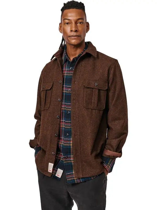 AUBIN Lysaghts Wool Overshirt - Dark Chocolate