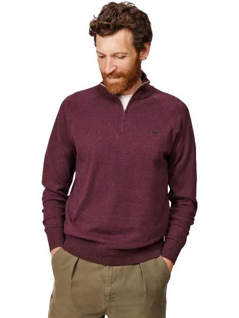 AUBIN Bonby Zip Neck Sweater - Bordeaux