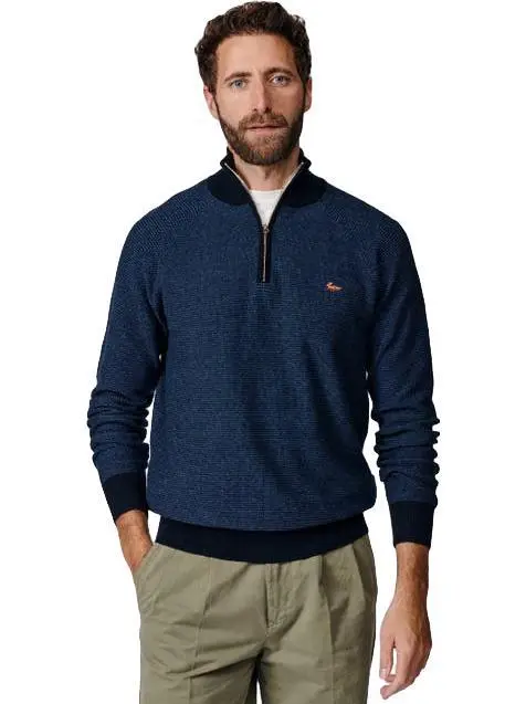 AUBIN Bonby Zip Neck Sweater - Navy Mix