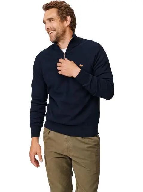 AUBIN Bonby Zip Neck Sweater - Navy