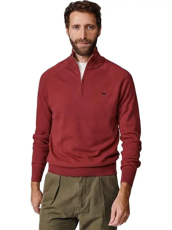 Aubin Bonby Zip Neck Sweater - Rust