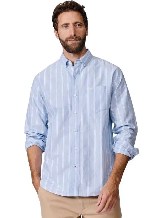 Aubin Aldridge Oxford Button Down Shirt - Blue Irregular Stripe