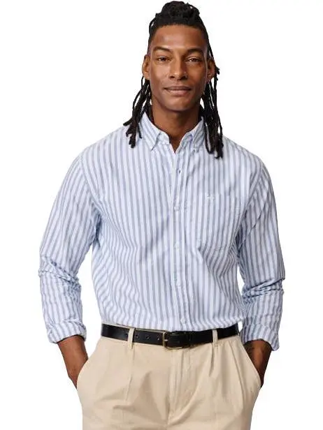 AUBIN Aldridge Oxford Button Down Shirt - Bright Blue Stripe