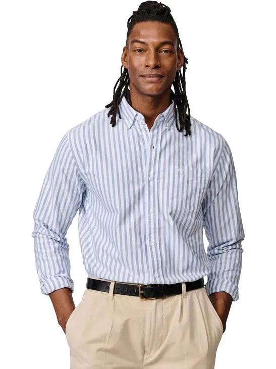 Aubin Aldridge Oxford Button Down Shirt - Bright Blue Stripe