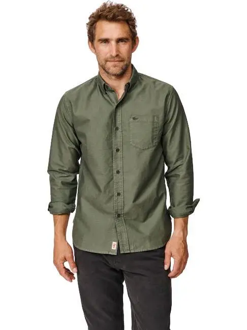 AUBIN Aldridge Oxford Button Down Shirt - Dark Green