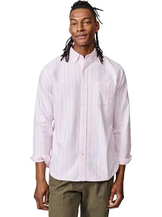 Aubin Aldridge Oxford Button Down Shirt - Pink/yellow/ Khaki Stripe