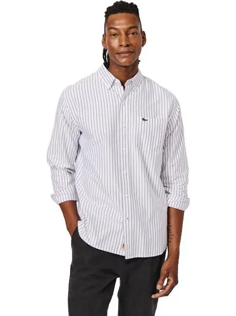 AUBIN Aldridge Oxford Button Down Shirt - Purple Stripe