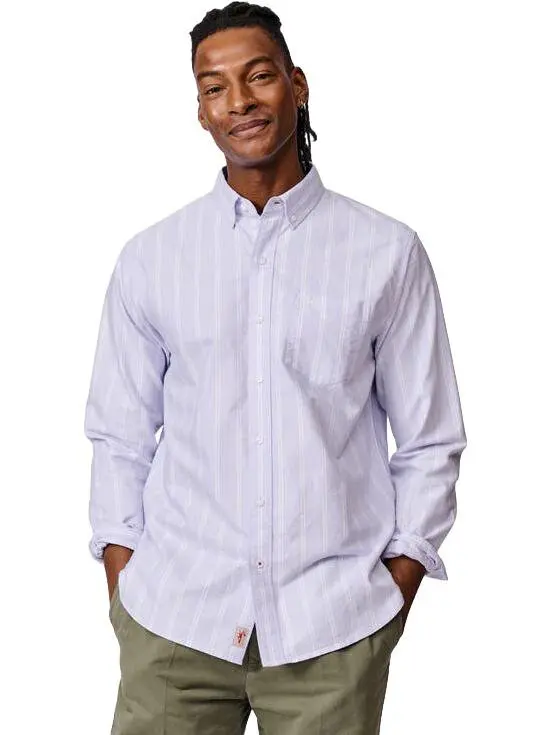 AUBIN Aldridge Oxford Button Down Shirt - Wide Lilac Stripe