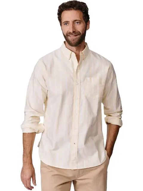 AUBIN Aldridge Oxford Button Down Shirt - Yellow Stripe