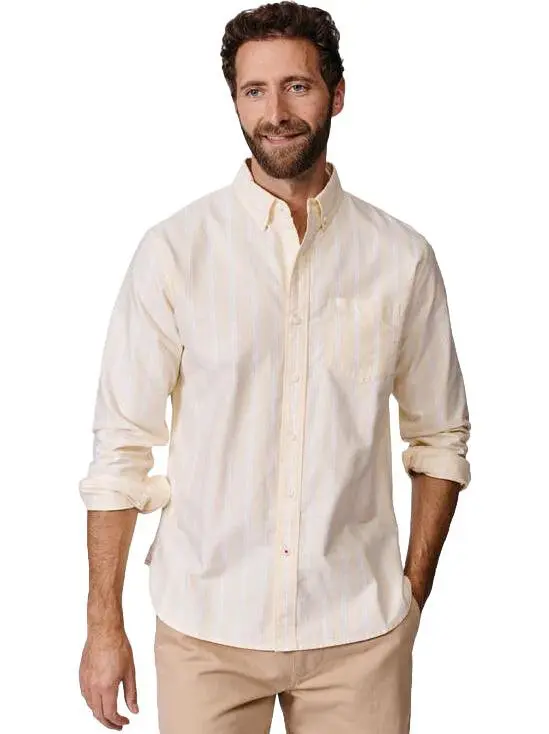 AUBIN Aldridge Oxford Button Down Shirt - Yellow Stripe