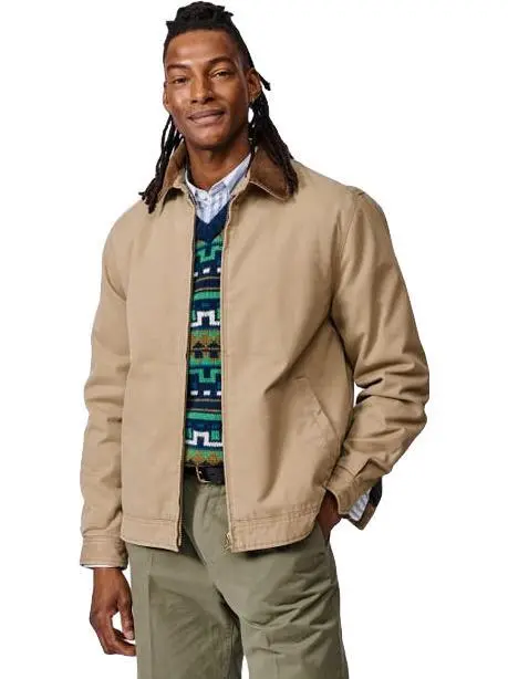AUBIN Newland Canvas Harrington Utility Jacket - Dark Sand