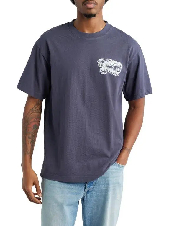 ID SUPPLY CO Wcc Banner Cotton Graphic T-shirt - Washed Navy