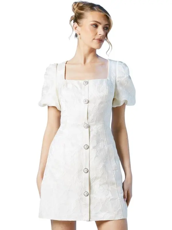 Coast Jewel Button Bridal Mini Dress - Ivory