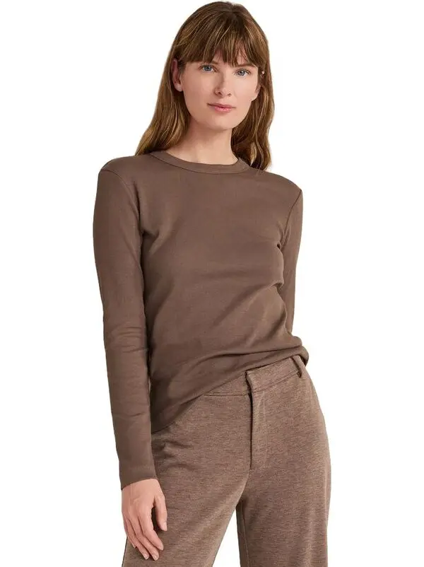 HAVEN WELL WITHIN Haven Organic Cotton Long Sleeve Tee - Deep Mocha