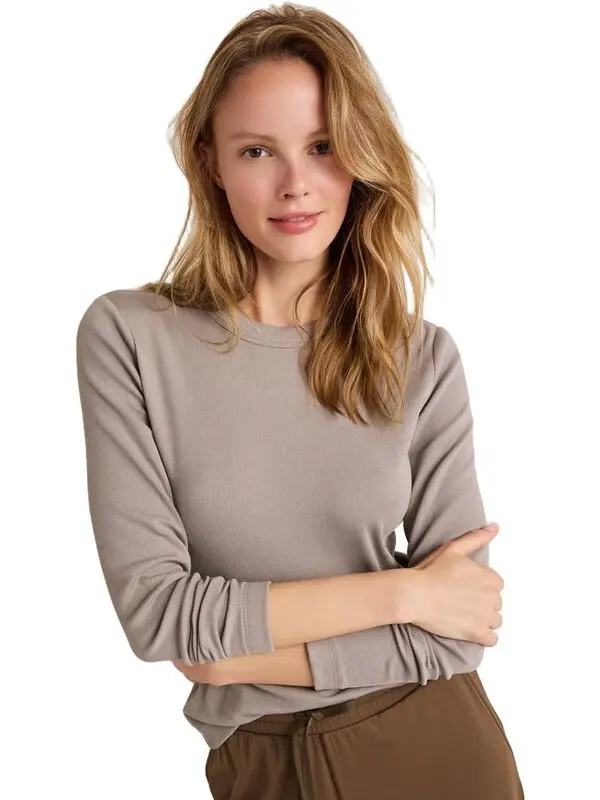 HAVEN WELL WITHIN Haven Organic Cotton Long Sleeve Tee - Mushroom