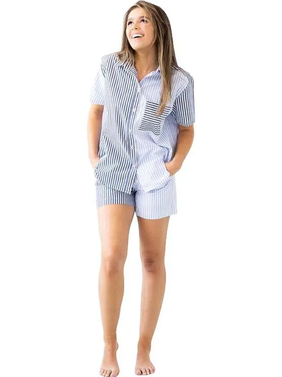 SALUA Resort Short Set Amalfi Stripes - Light Blue-navy
