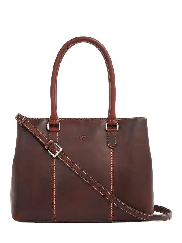 OSPREY LONDON The Madden Leather Shoulder Bag - Chestnut