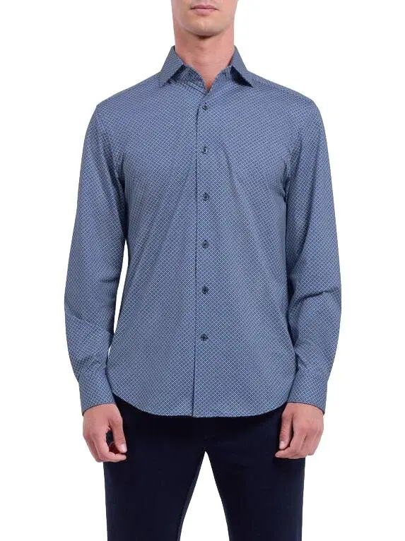 Bugatchi Devon Ooohcotton® Geo Print Button-up Shirt - Menthol