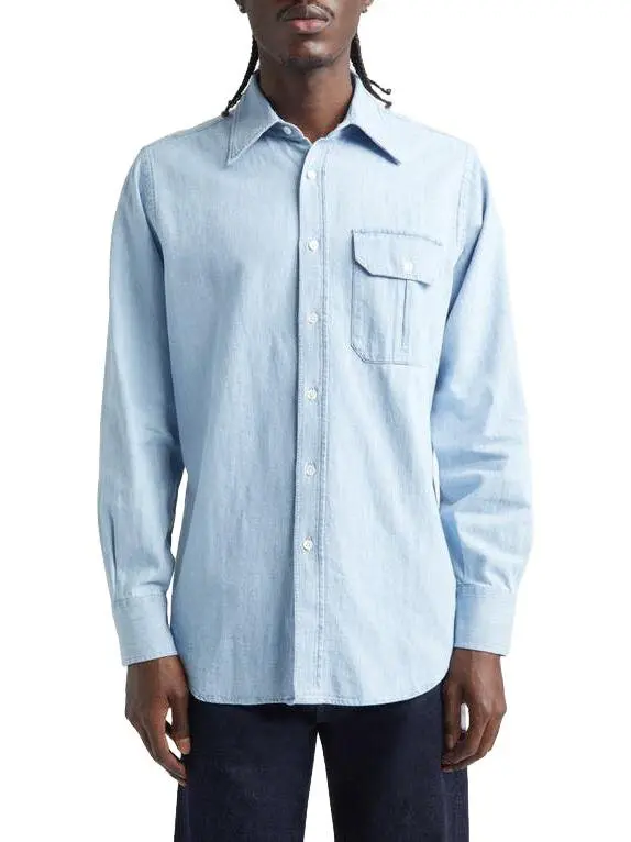 DRAKE'S Light Denim Button-up Shirt - Dark Navy