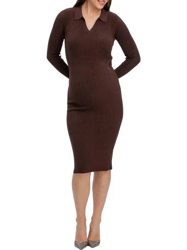 PIETRO BRUNELLI Lavinia Rib Knit Maternity Dress - Moka