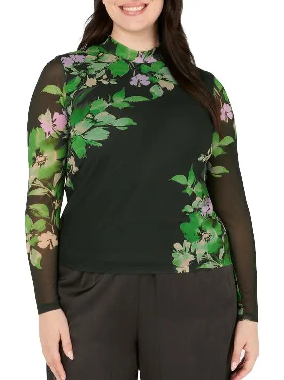 ESTELLE Fiora Floral Print Mesh Top - Ivy Fleur
