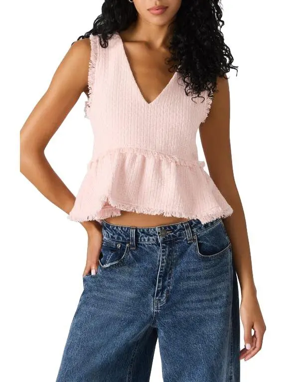 Steve Madden Camilla Peplum Tweed Top - Pastel Lilac