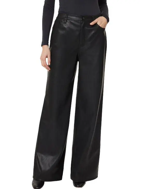 Habitual Wide Leg Faux Leather Pants - Black