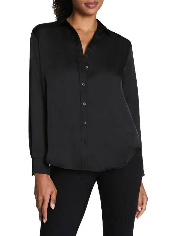 Spanx Better Than Silk Button-down Shirt - Classic Black