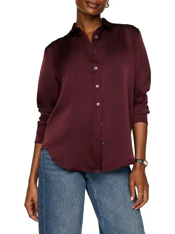 Spanx Better Than Silk Button-down Shirt - Fig Noir