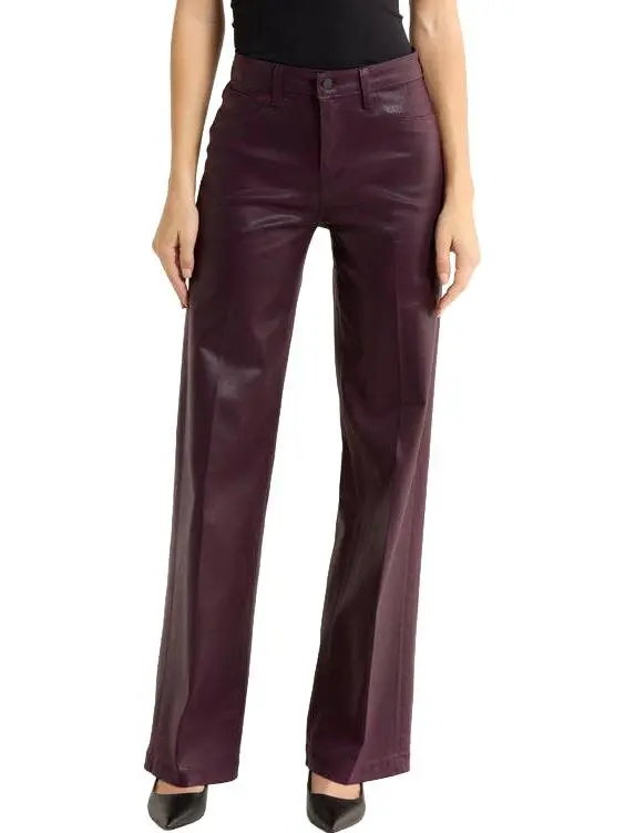 L'Agence Scottie Coated High-waist Wide-leg Jeans - Dark Malbec Coated