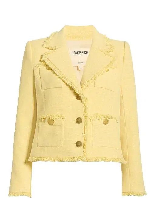 L'Agence Sylvia Metallic Blazer - Pale Yellow/light Gold