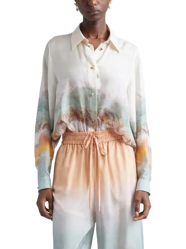 Zimmermann Daylight Relaxed Silk Shirt - Tie Dye