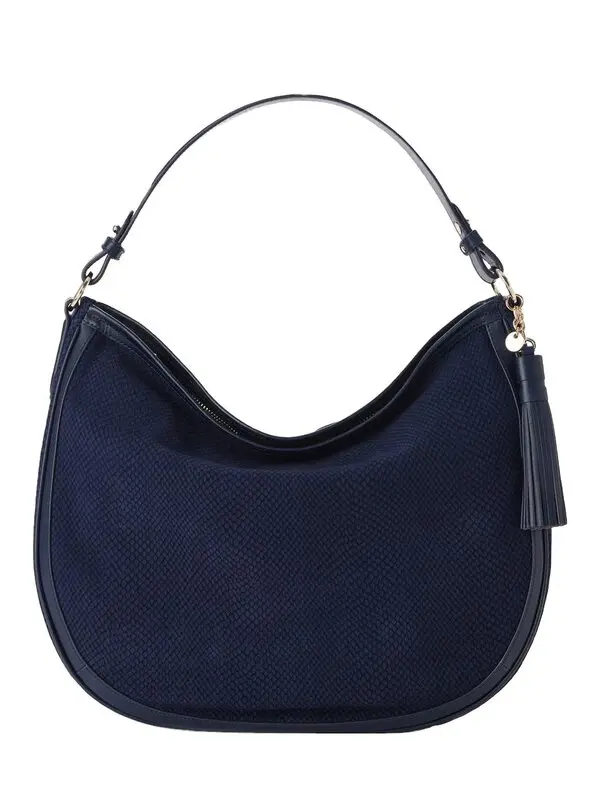 Brahmin Kathleen Snake Embossed Leather Shoulder Bag - Navy Belcanto