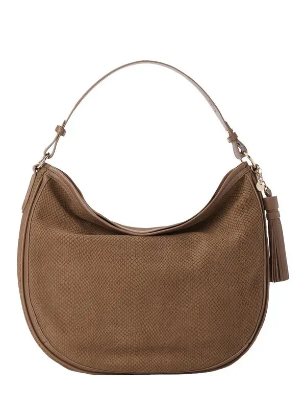 Brahmin Kathleen Snake Embossed Leather Shoulder Bag - Taupe Belcanto