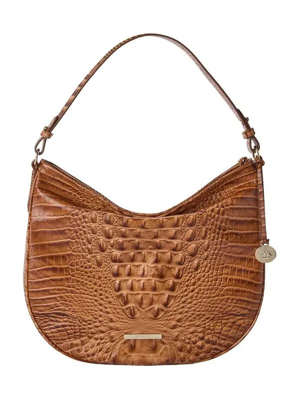 Brahmin Small Kathleen Croc Embossed Leather Shoulder Bag - Cinnamon
