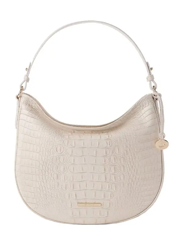 Brahmin Small Kathleen Croc Embossed Leather Shoulder Bag - Ivory