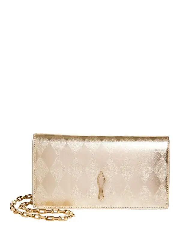 CHRISTIAN LOUBOUTIN Bettina Metallic Leather Clutch - Light Platine/gold
