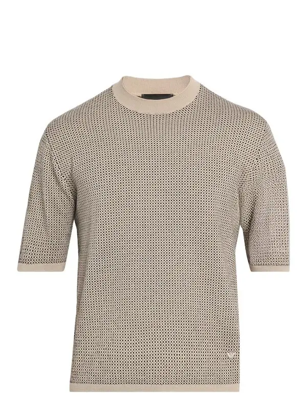 Emporio Armani Micro-dot Knit Short-sleeve Sweater - Fancy Brown