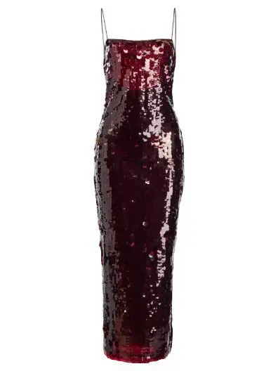 Retrofete Alana Sleeveless Sequined Midi Dress - Maroon