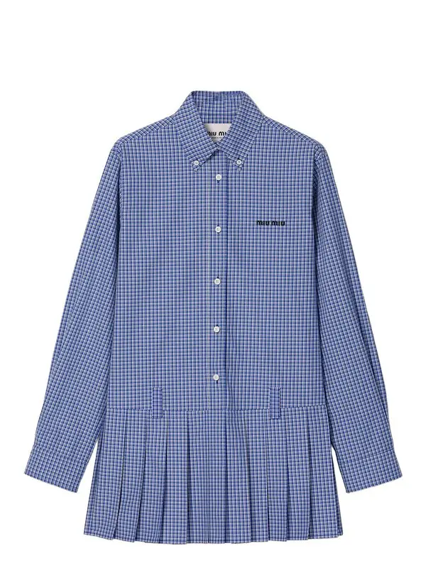 Miu Miu Pleated Checked Mini-dress - Sapphire Blue