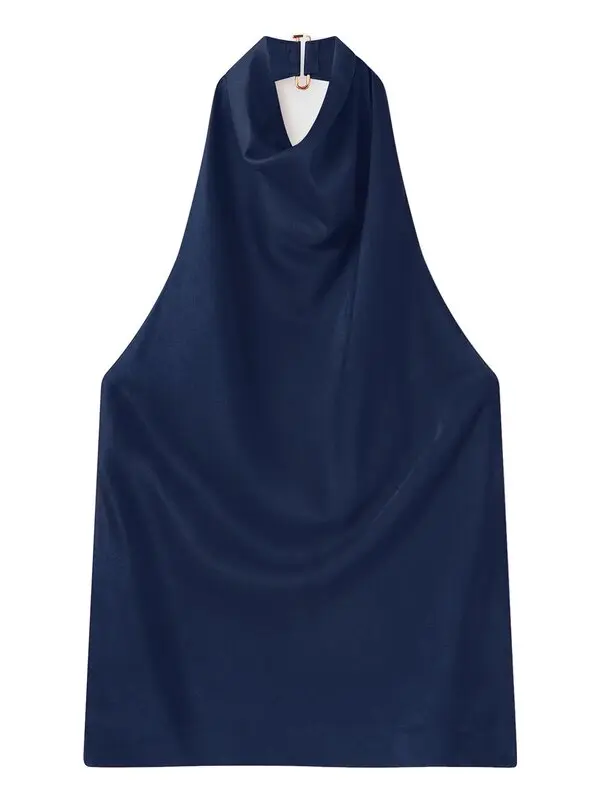 Stella McCartney Satin Halterneck Top - Navy